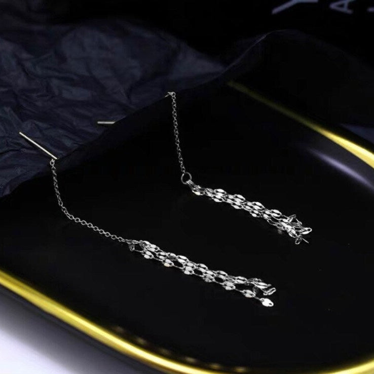 Korean Fashion Style Kpop Surgical Steel 3 Layers Sparkle Chain Thread ...