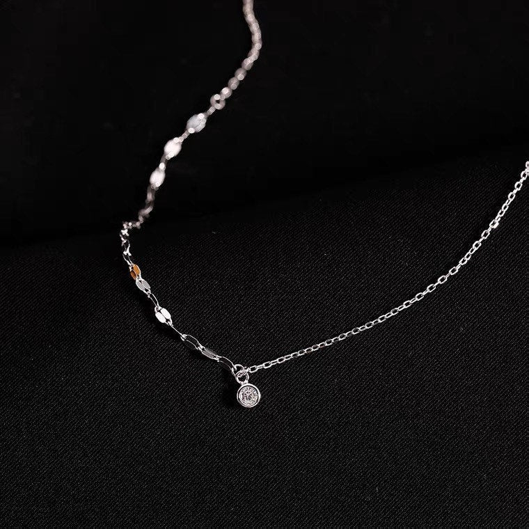 Korean Style Sparkle Chain 6mm Crystal Charm Dainty Stainless Steel Br ...