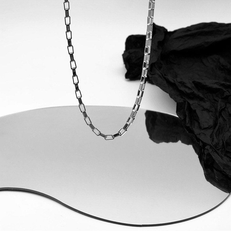 Kpop Dainty Chain Solid Steel Link Necklace 16-18 inches Lobster Claw ...